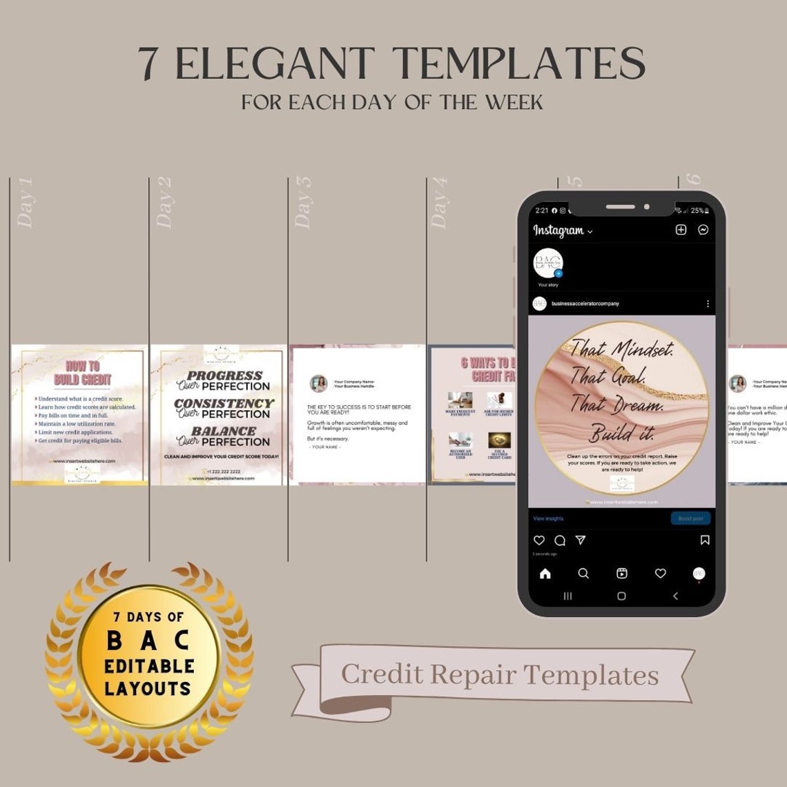 7 Day Social Media Content Templates | Elevate Your Business on FB & IG ...