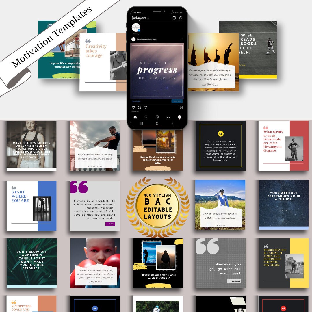 400 Motivation and Inspire Action Customizable Canva Templates for ...