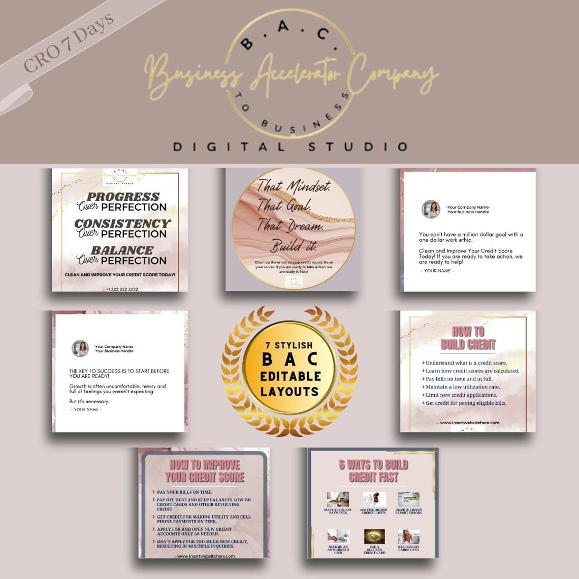 7 Day Social Media Content Templates | Elevate Your Business on FB & IG ...