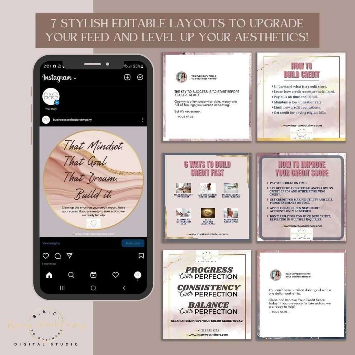 7 Day Social Media Content Templates | Elevate Your Business on FB & IG ...