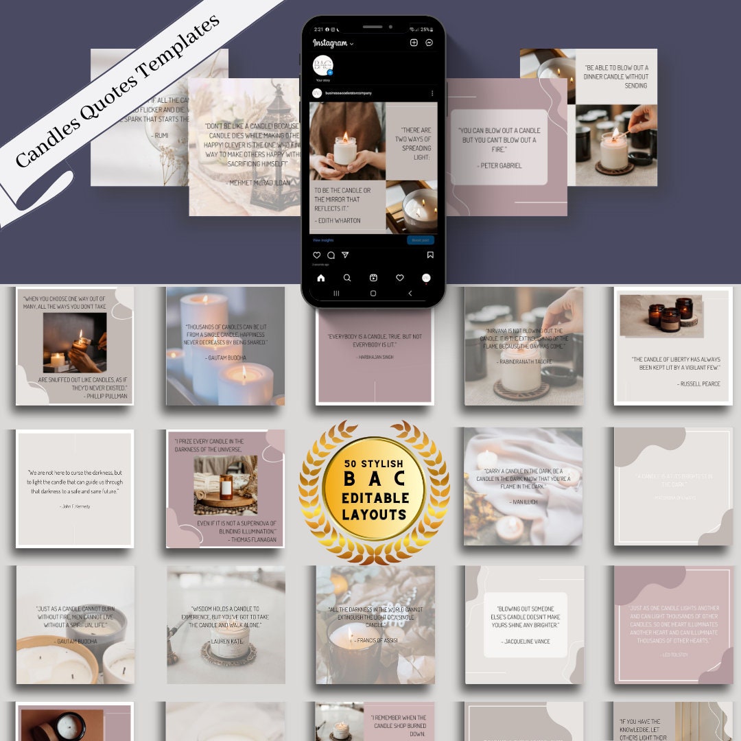 50 Customizable Candle Quotes Canva Templates! Ignite Inspiration and ...