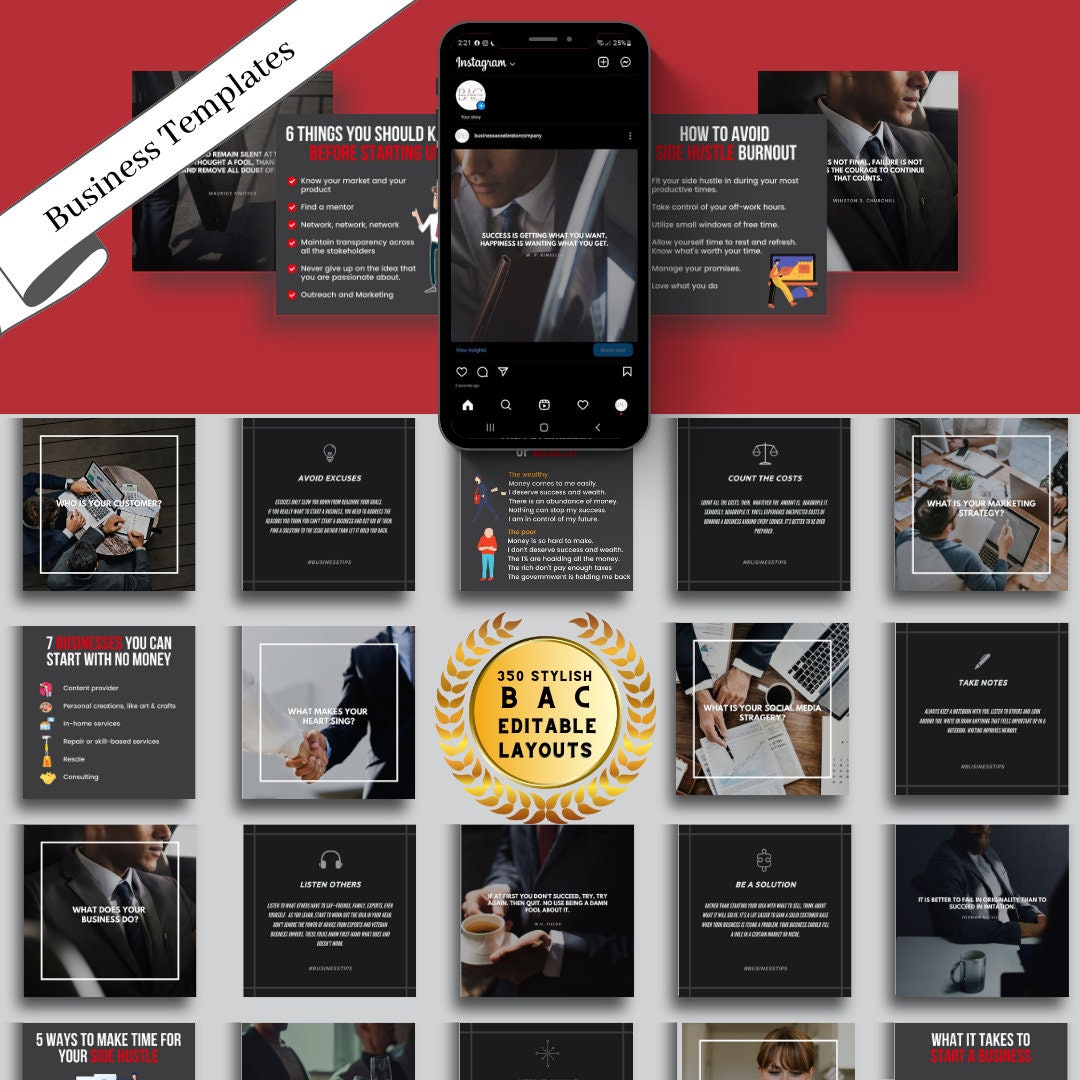 350 Business Success Customizable Canva Templates for Social Media to ...