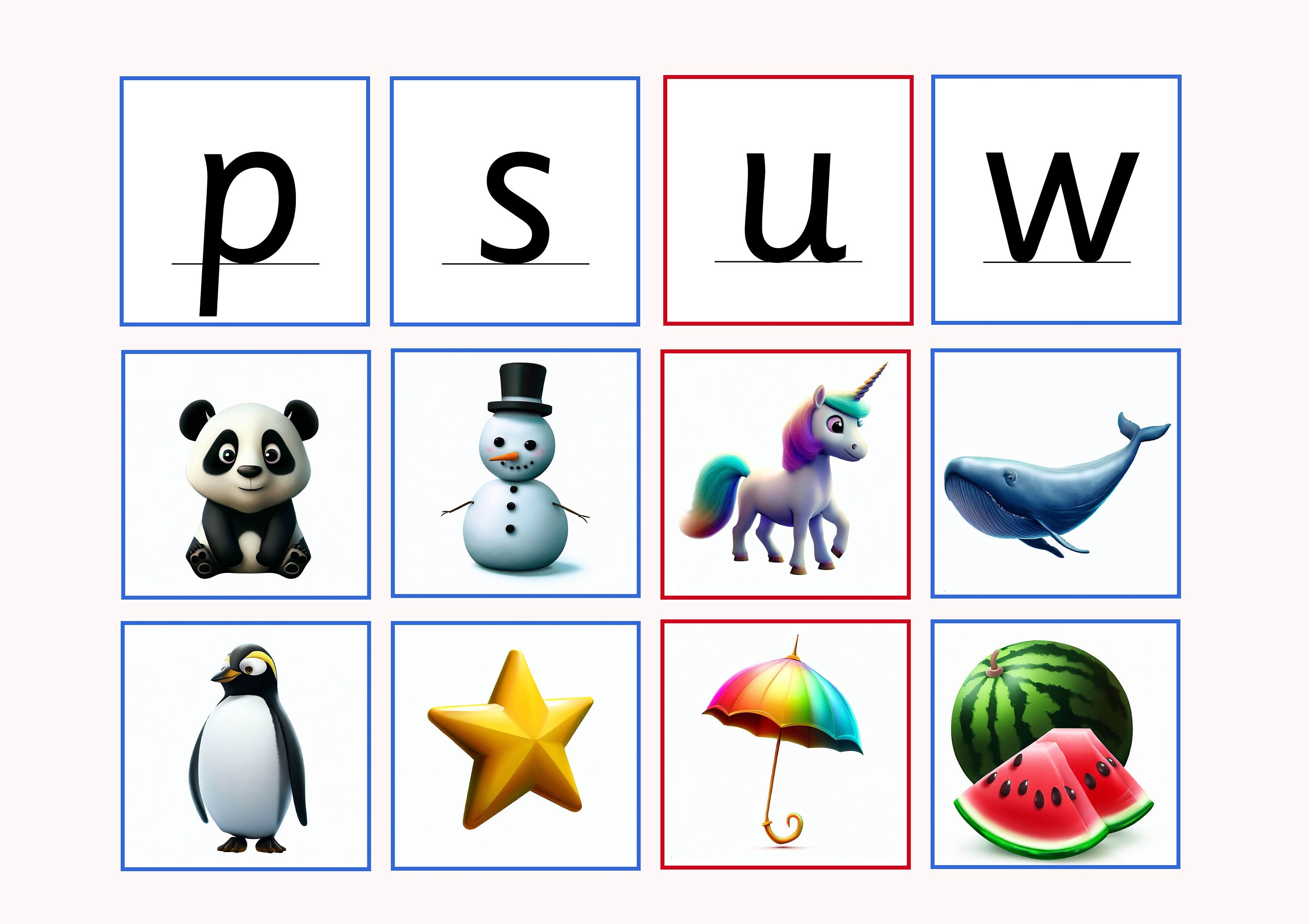 Beginning Letter Sounds Picture Sorting Card Set, Red Vowels, Blue ...