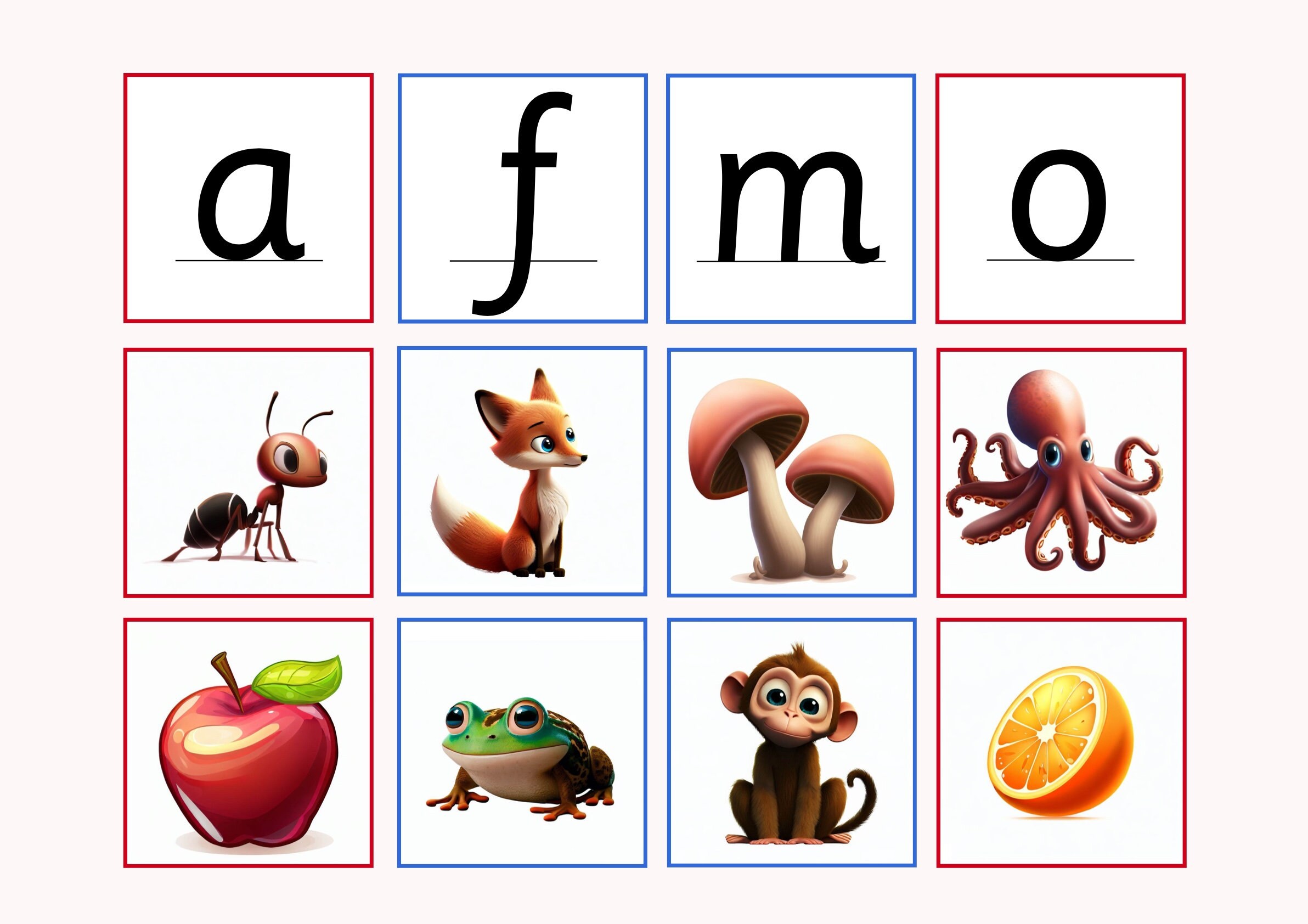 Beginning Letter Sounds Picture Sorting Card Set, Red Vowels, Blue ...