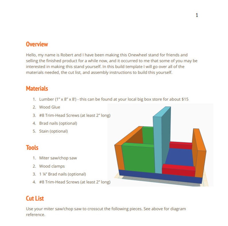 Onewheel Wooden Stand Build Template - Etsy