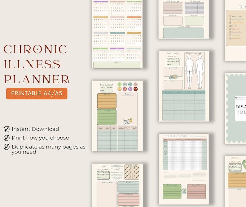 Printable Chronic Illness Planner and Tracker: Manage Symptoms ...