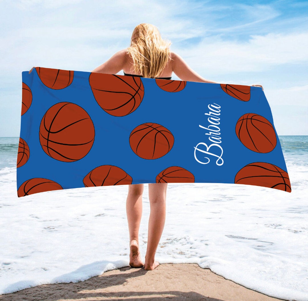 Basketball Beach Towel, Personalized Beach Towel Boys, Basketball Lover ...