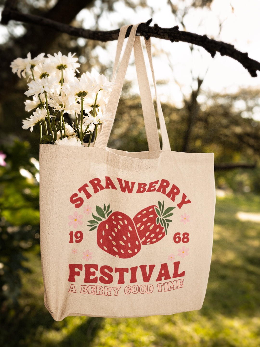 Strawberry Tote Bag Cute Tote Bag Strawberry Bag Plant Tote Aesthetic ...