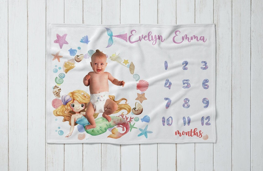 Milestone Mermaid Blanket-personalized Baby Milestone Blanket-mermaid ...