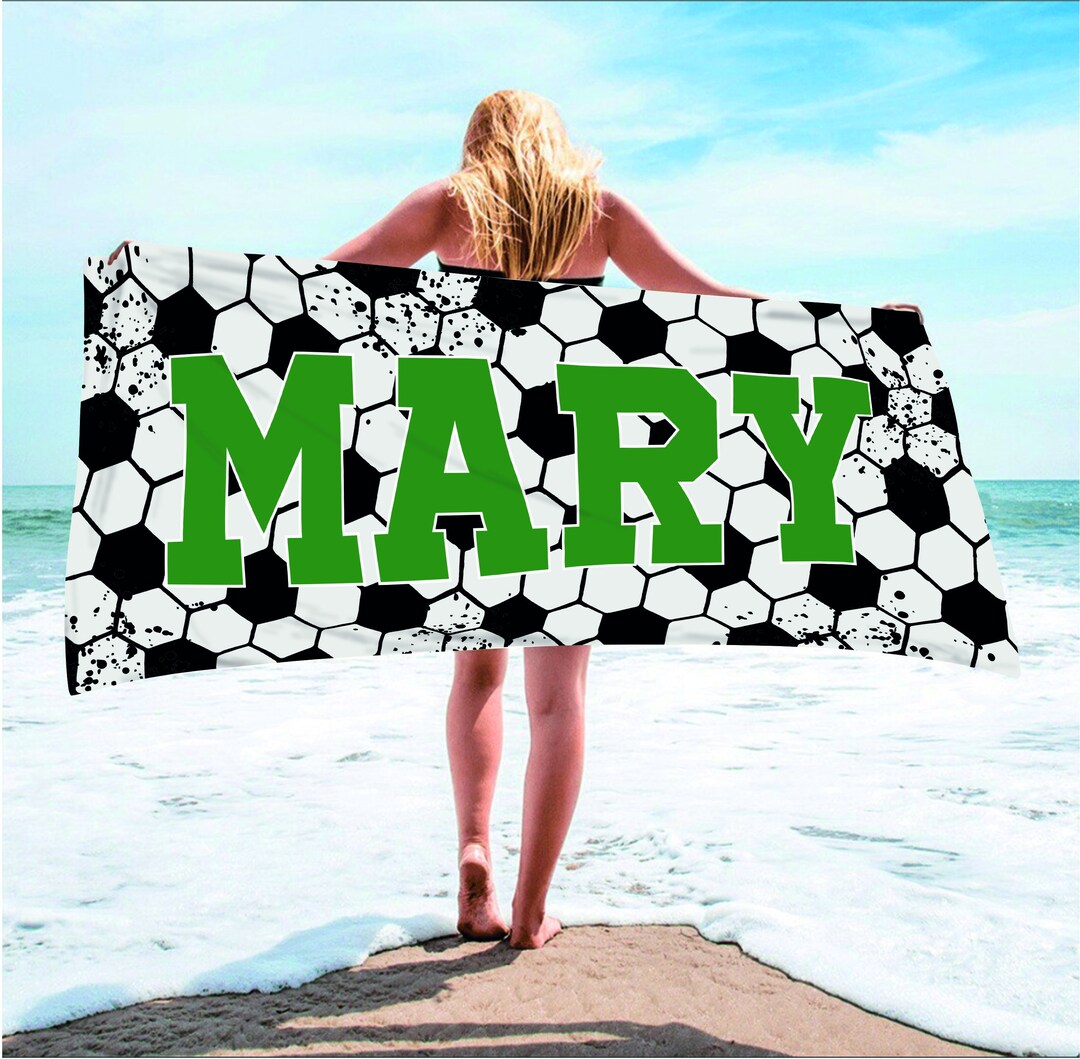 Personalized Soccer Name Beach Towel,soccer Team Gift ,soccer Mom Beach ...