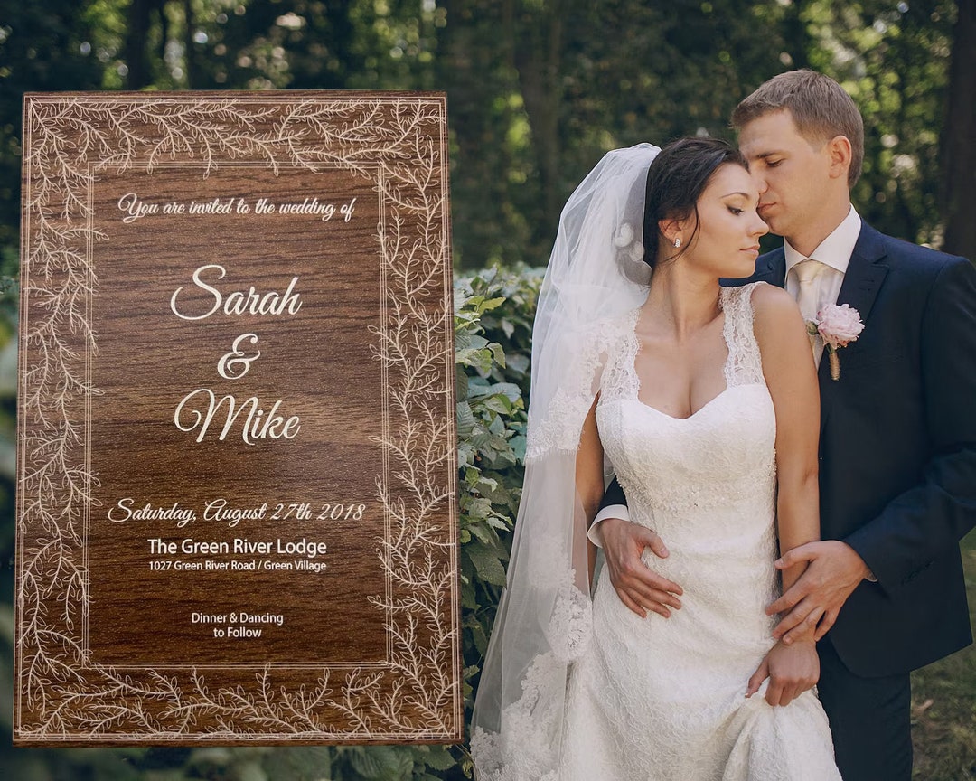 Custom Wedding Invitaions, Personalized Wooden Laser Cut Engraved ...