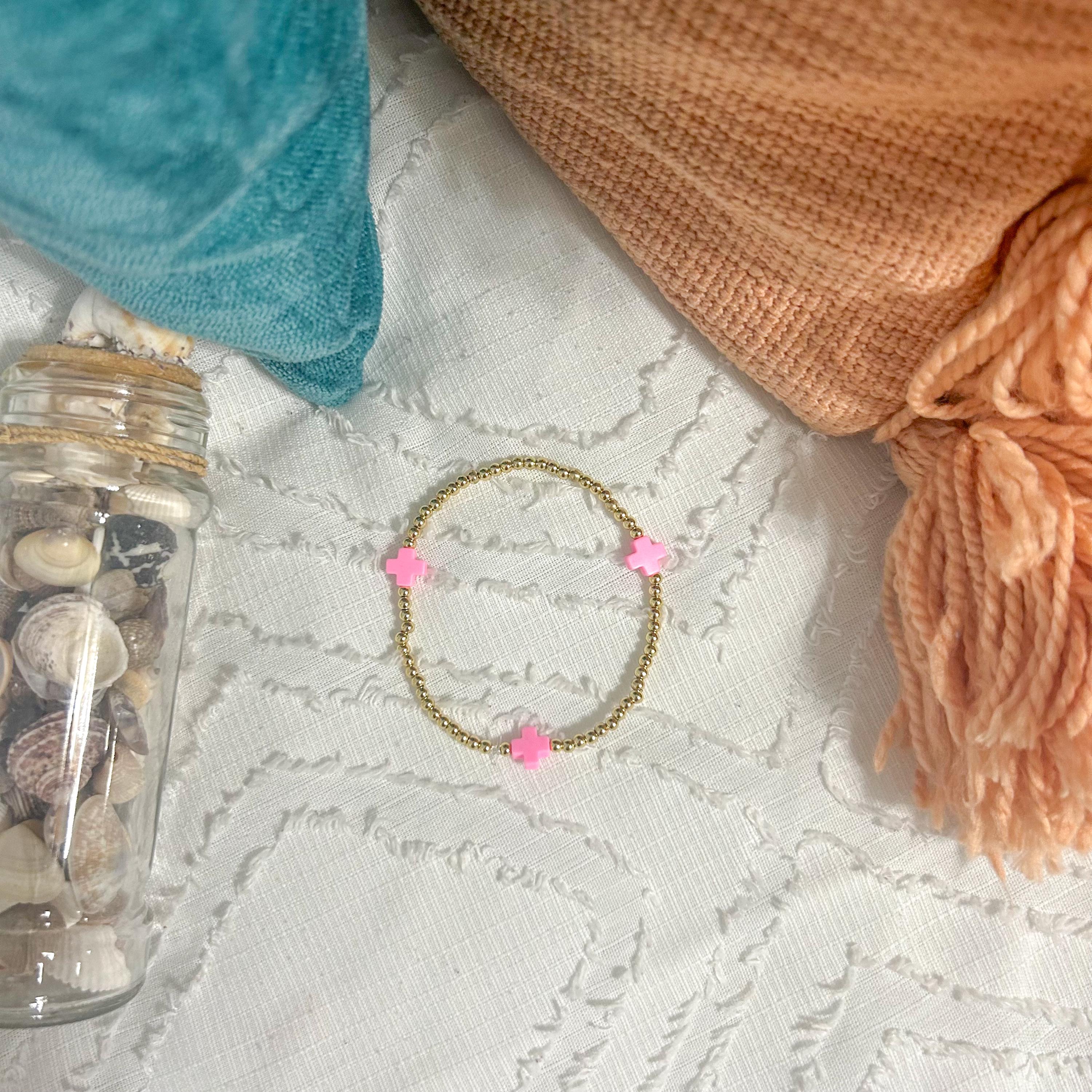 Ella Bracelets | Tarnish Free Gold Beaded Cross Bracelet - Etsy