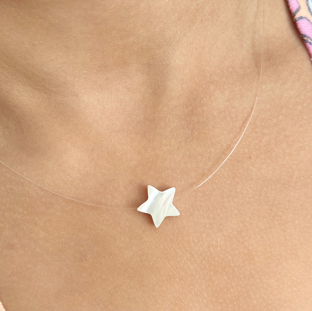 Invisible Necklace, Star Illusion Cord Necklace, Solitaire Pendant ...