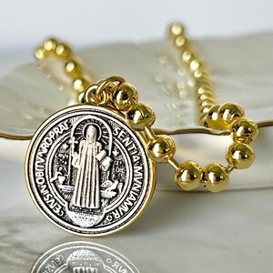 Gold Plated St Benedict Protection Necklace: Catholic Charm - Etsy