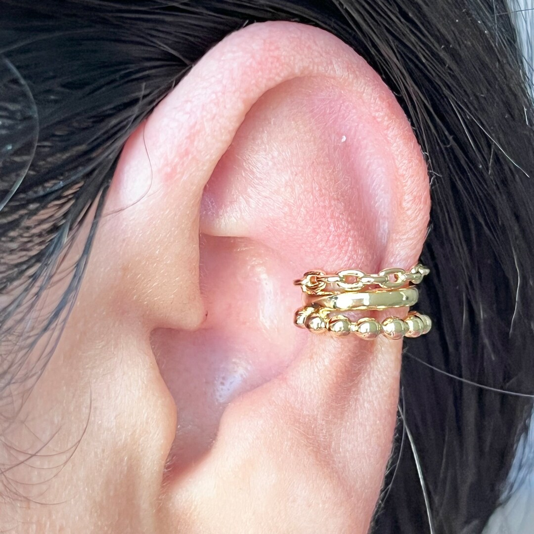 Ear Cuff No Piercing, Ear Cuff 18k Gold Plated, Multiple Ear Cuff, Ear ...