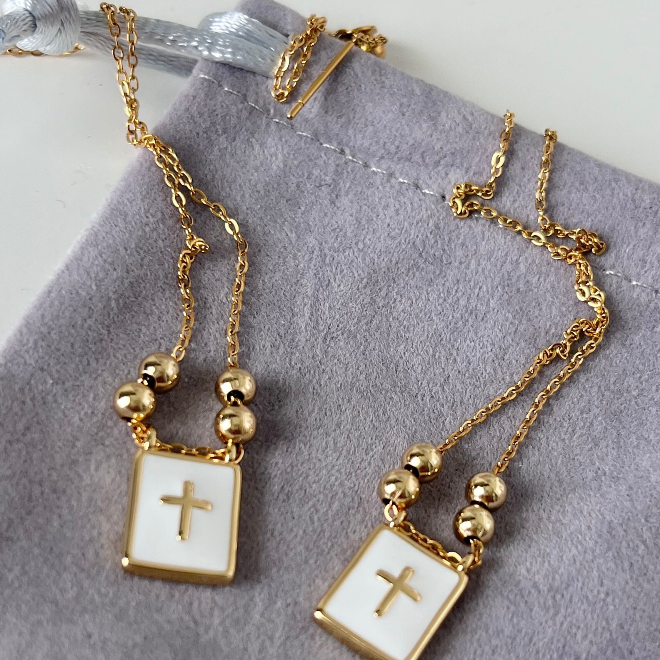 Scapular Necklace, Gold Scapular, Catholic Medal Necklace, Religious ...