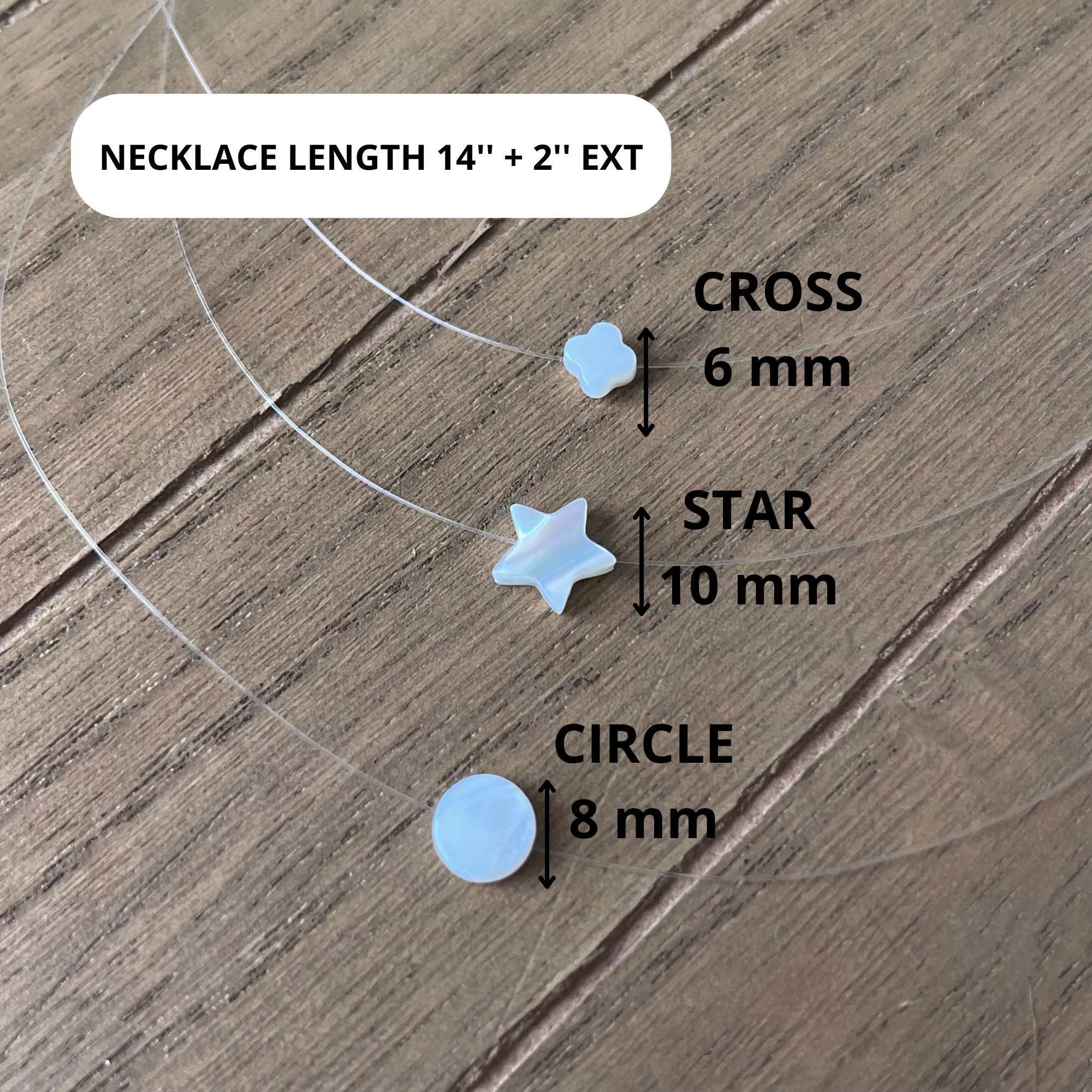 Invisible Necklace, Star Illusion Cord Necklace, Solitaire Pendant ...