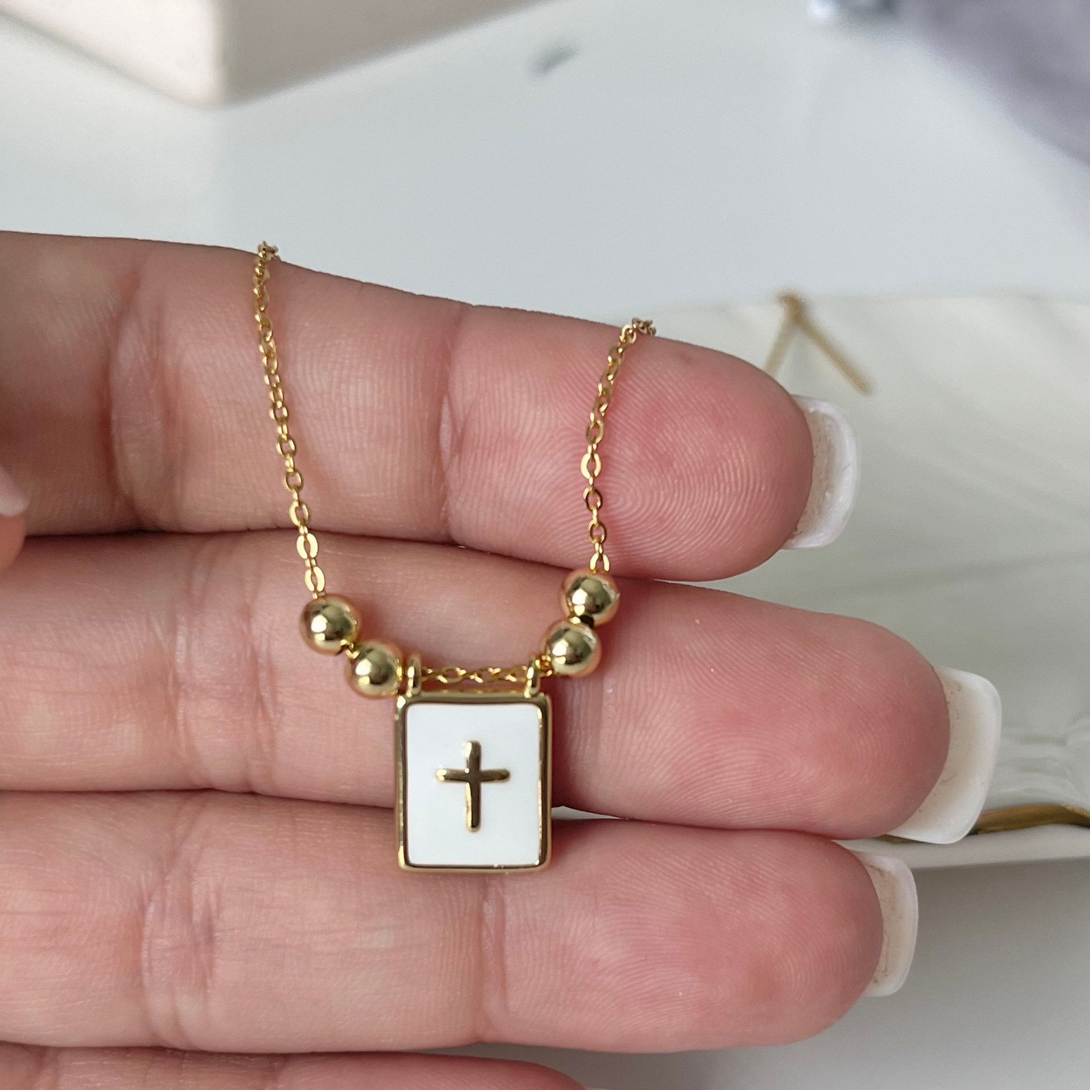 Scapular Necklace, Gold Scapular, Catholic Medal Necklace, Religious ...