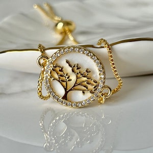 Tree of Life Bracelet, Tree of Life Beaded Charm Bracelet, Gold Tree of ...