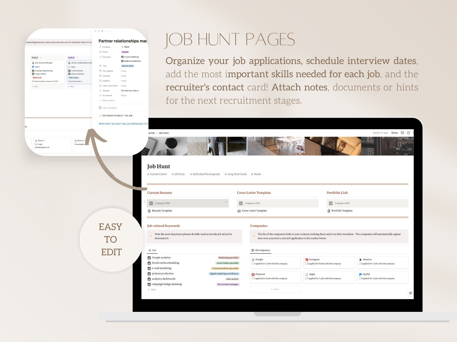 Notion Career for 2024 Planner Aesthetic, Job Hunt Booster - Etsy