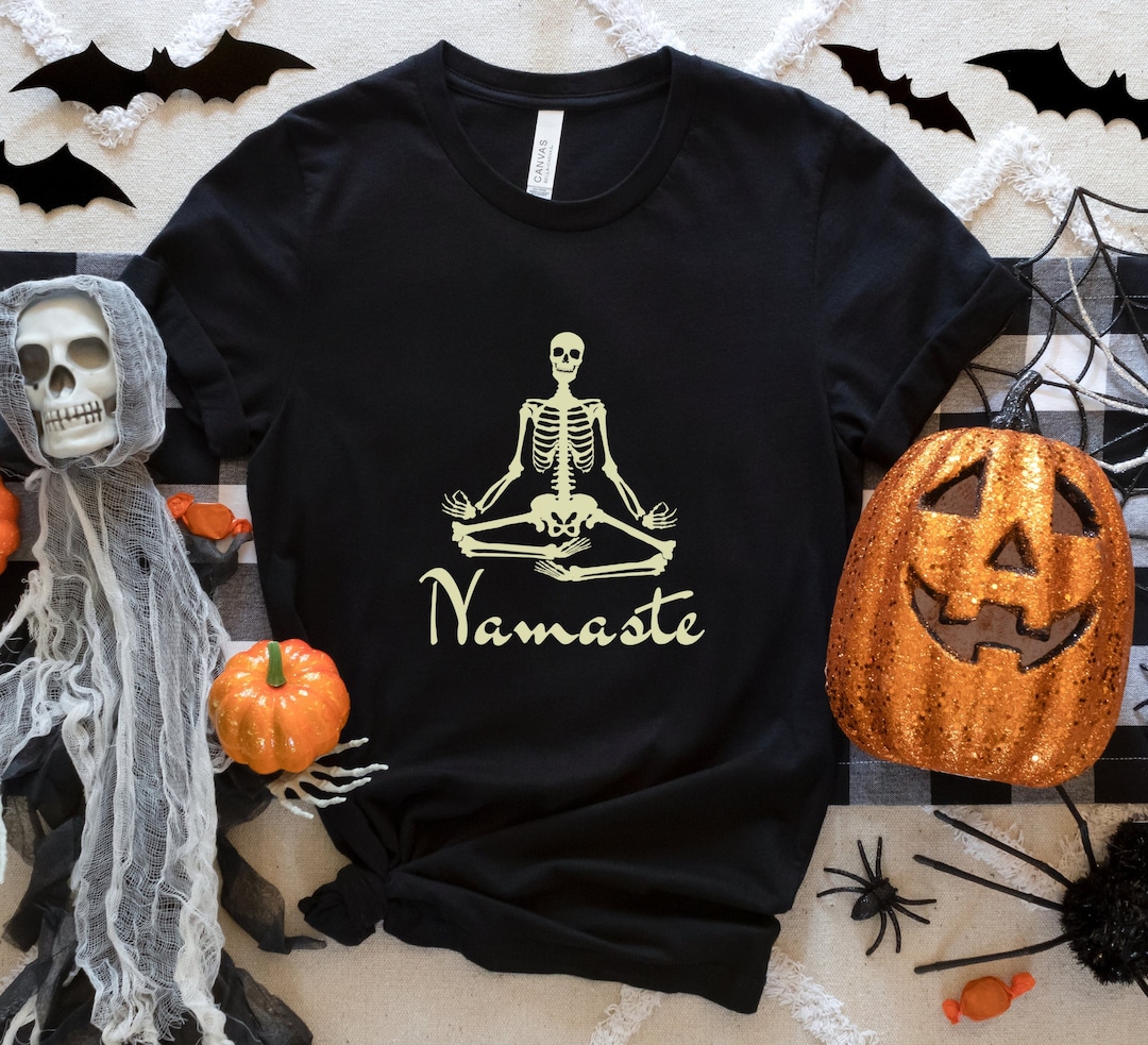 Namaste Skeleton, Yoga Skeleton, Halloween Shirt, Skeleton Shirt, Yoga ...