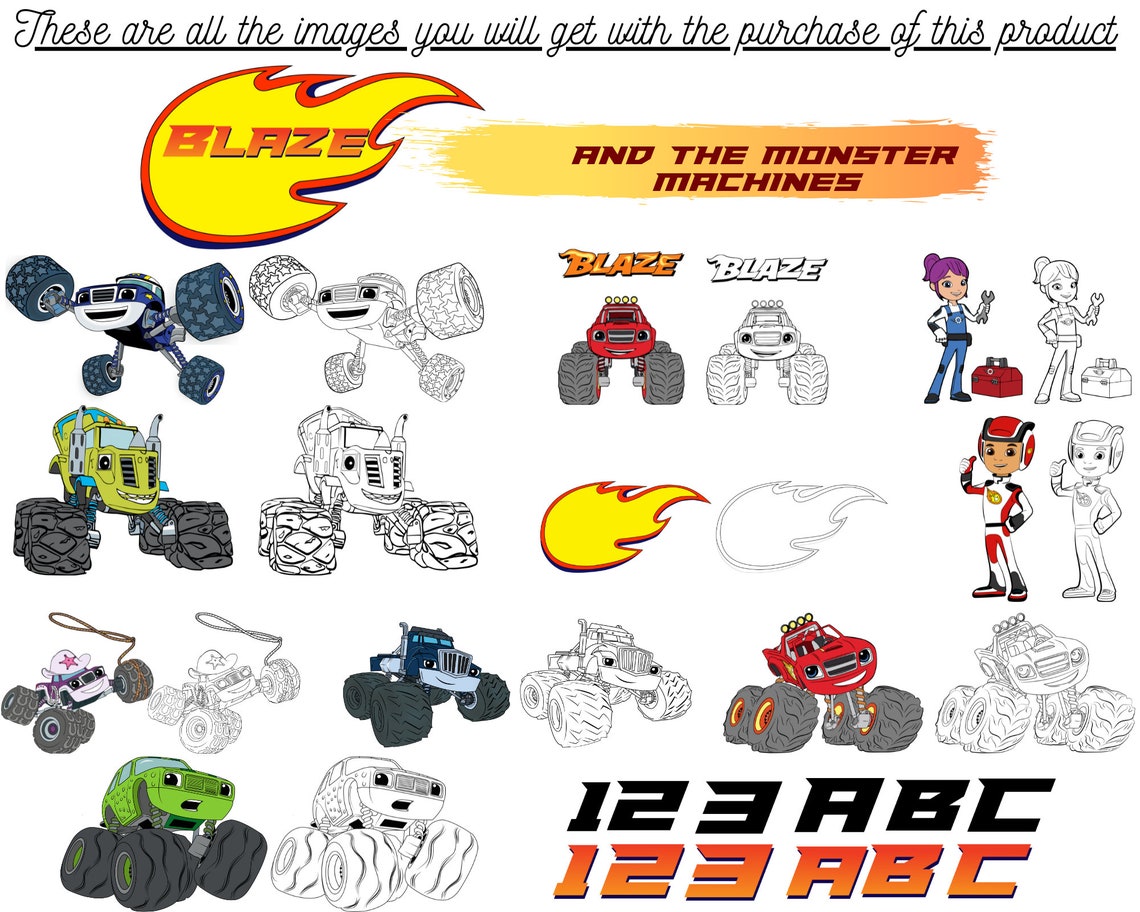 Blaze&the Monster Machines 10 PNG SVG EPS Layered Coloring - Etsy