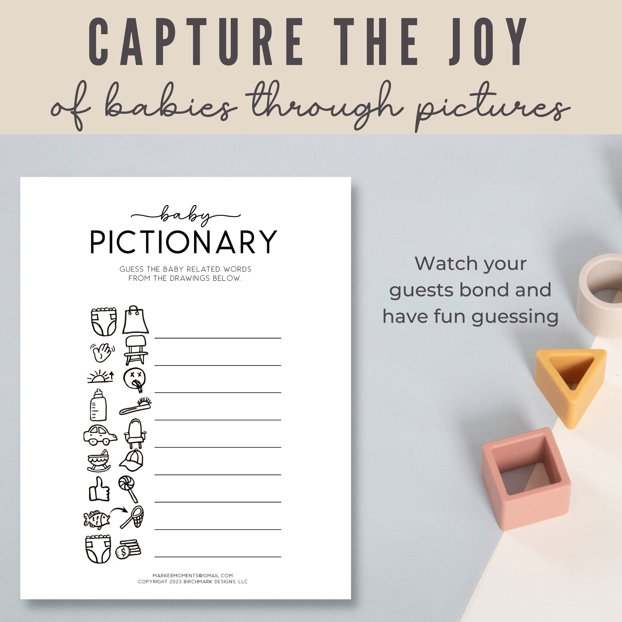 Printable Baby Shower Pictionary Game, Baby Sprinkle Activity, Gender ...