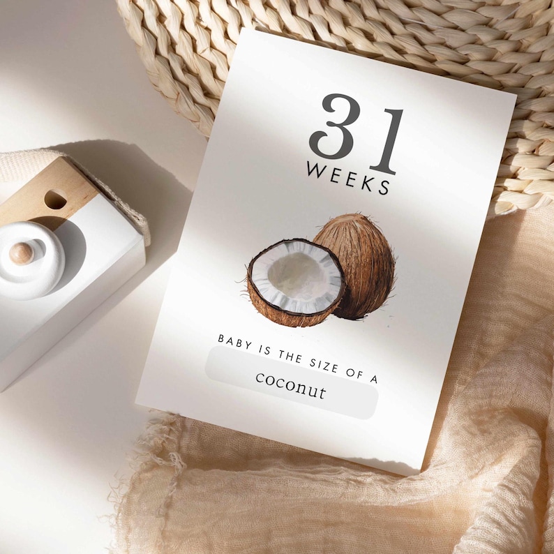 Printable Pregnancy Milestone Cards, Fruit & Veggies to Track Baby’s ...