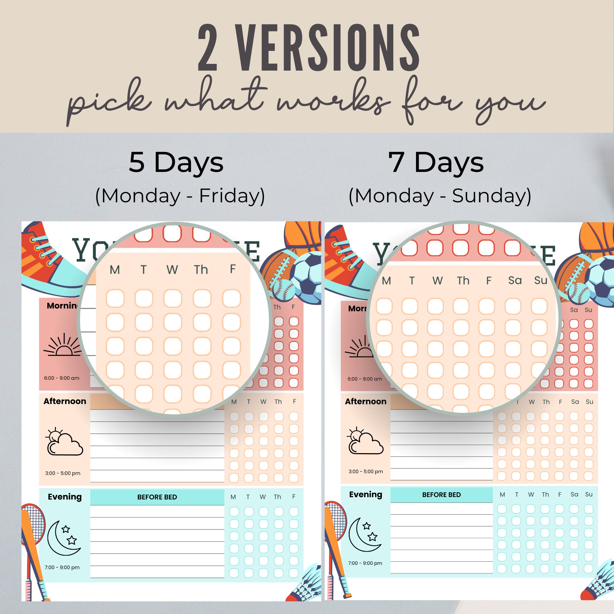 Sports Editable Kids Morning Routine Chart, Kids Daily Checklist ...