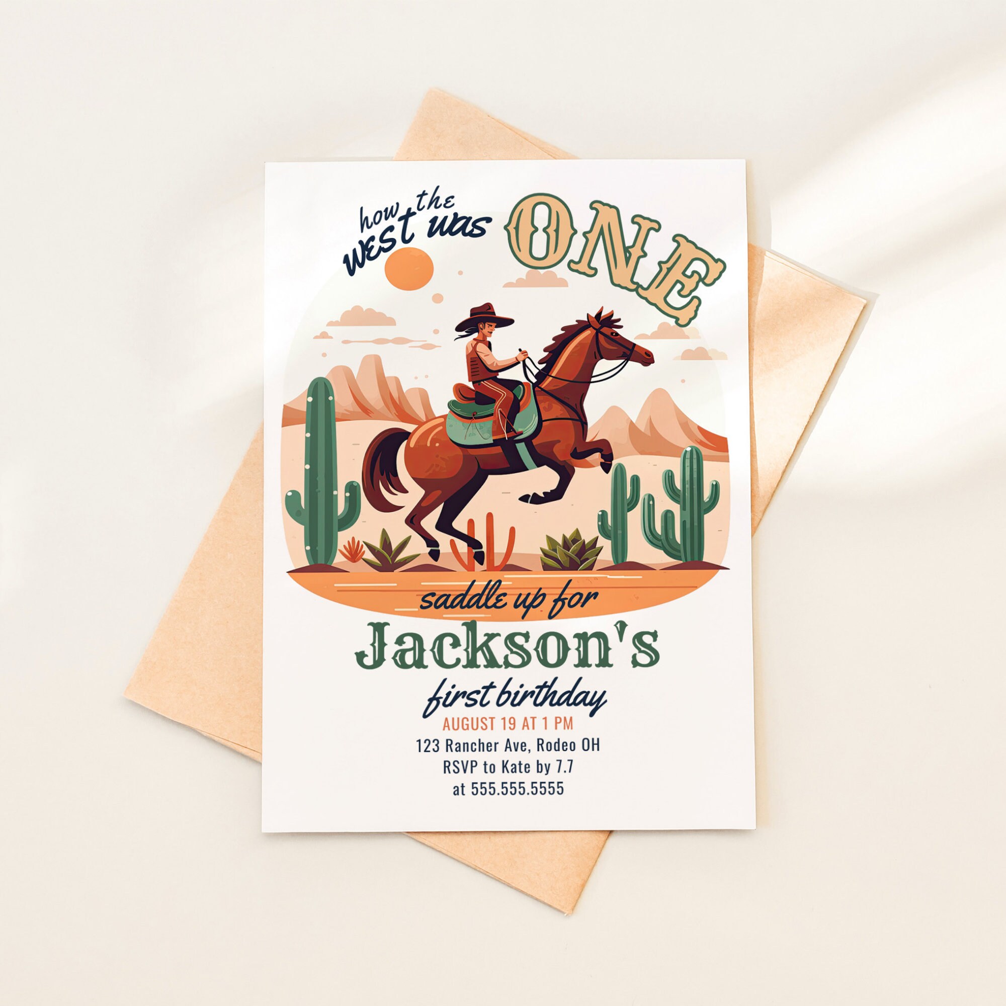 How the West Was One Birthday Invitation, Wild West 1st Birthday Party ...