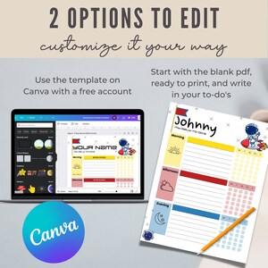 Outer Space Editable Kids Morning Routine Chart, Kids Daily Checklist ...