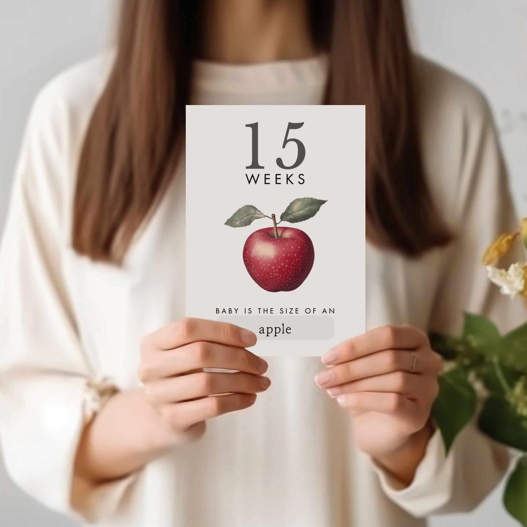 Printable Pregnancy Milestone Cards, Fruit & Veggies to Track Baby’s ...