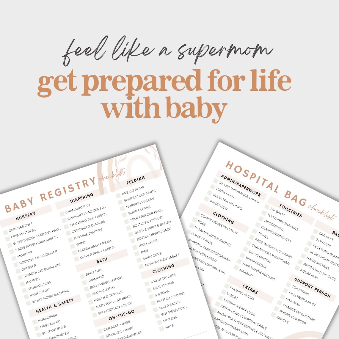 Baby Checklists for Pregnant Moms, Printable Hospital Bag and Registry ...