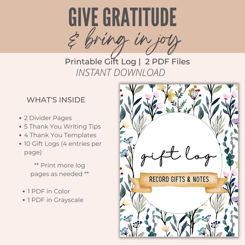 Baby Shower Gift Tracker, Printable Newborn Gift Log and Thank You ...