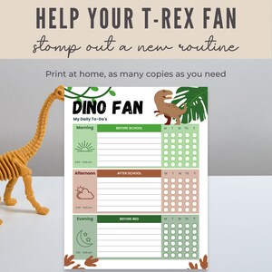 Dinosaur Editable Kids Morning Routine Chart, Kids Daily Checklist ...