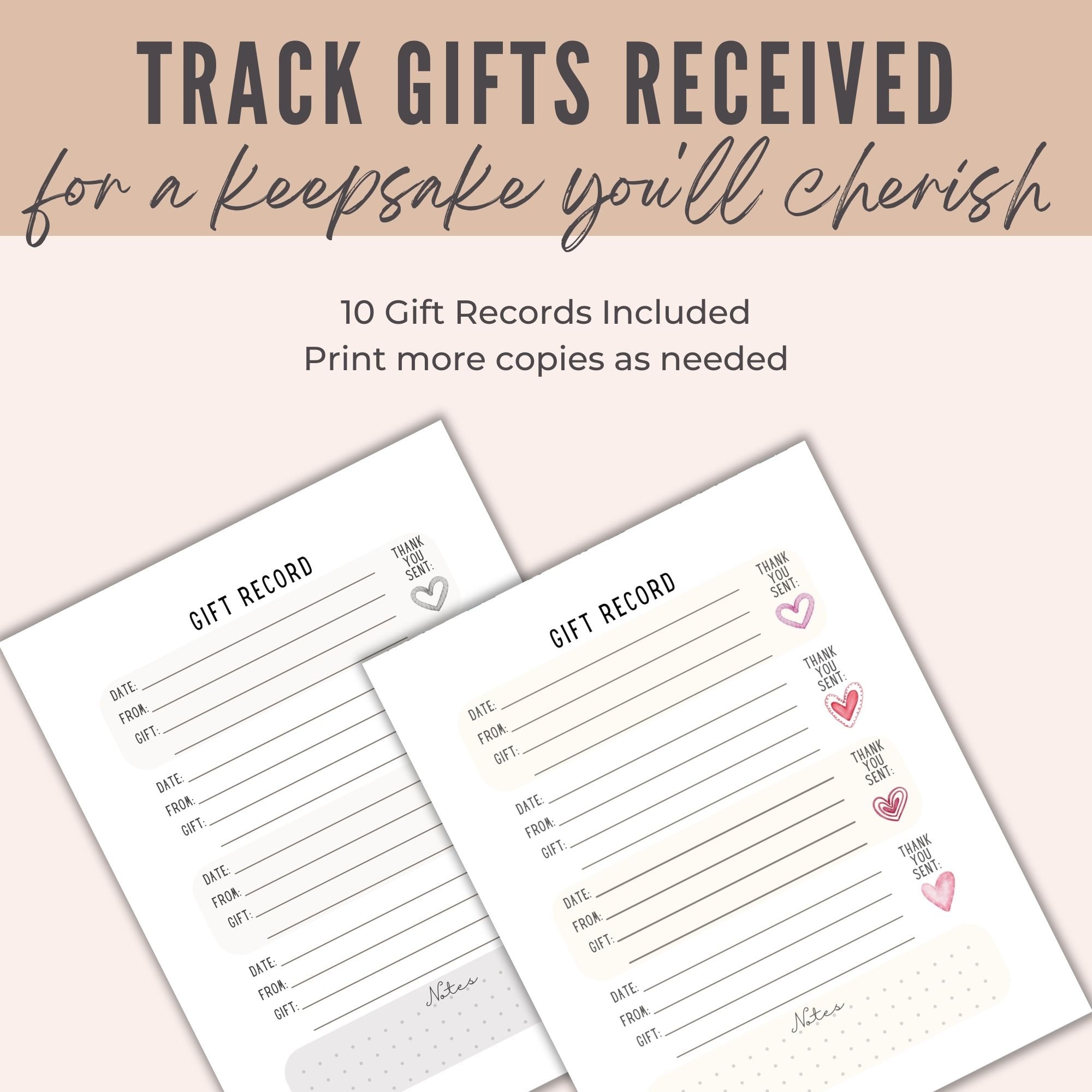 Baby Shower Gift Tracker, Printable Newborn Gift Log and Thank You ...