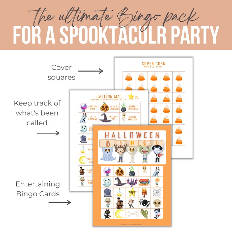 Printable Halloween Bingo for Kids, Game for School Harvest Party, 30 ...