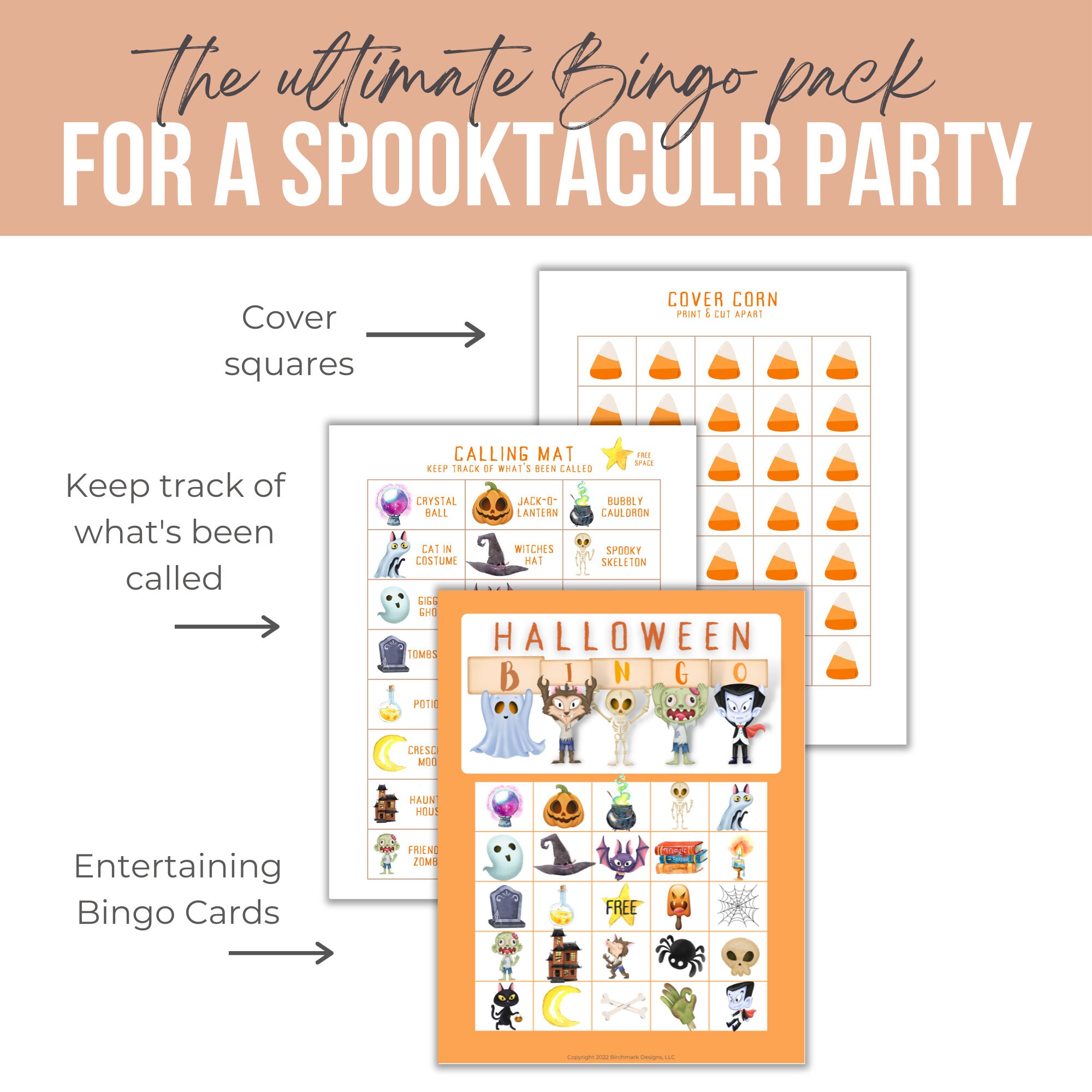 Printable Halloween Bingo for Kids, Game for School Harvest Party, 30 ...