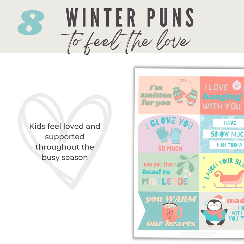 Winter Printable Lunchbox Notes for Boys and Girls, Christmas and ...