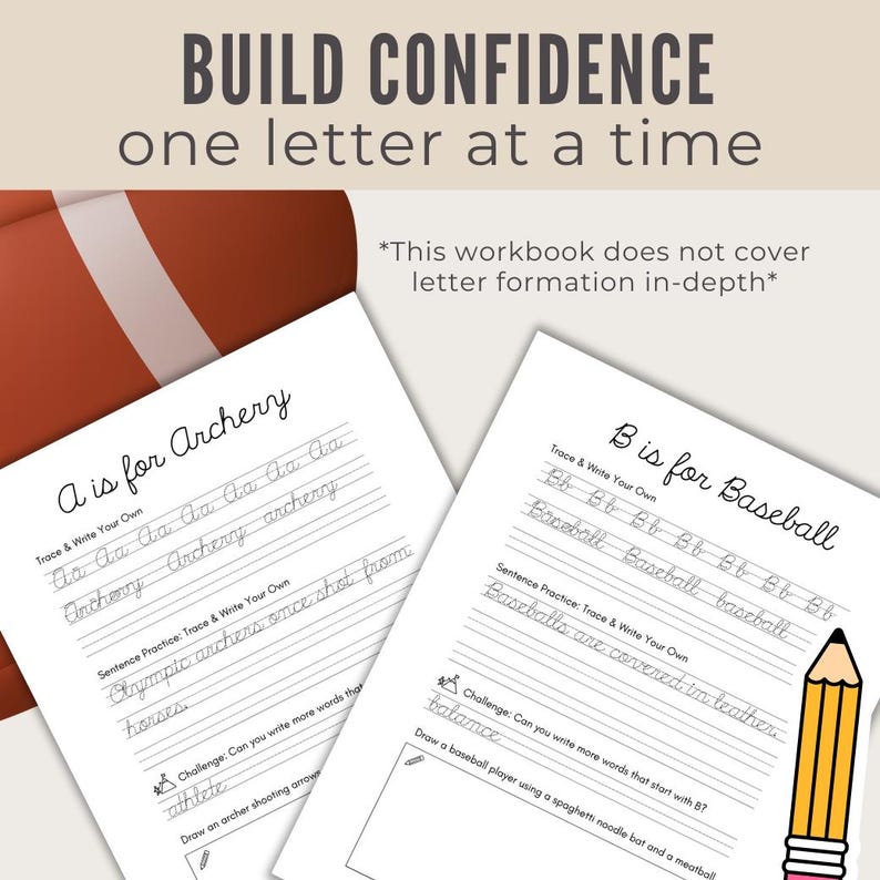 Cursive Handwriting Practice Worksheets for Kids Sports Edition ...