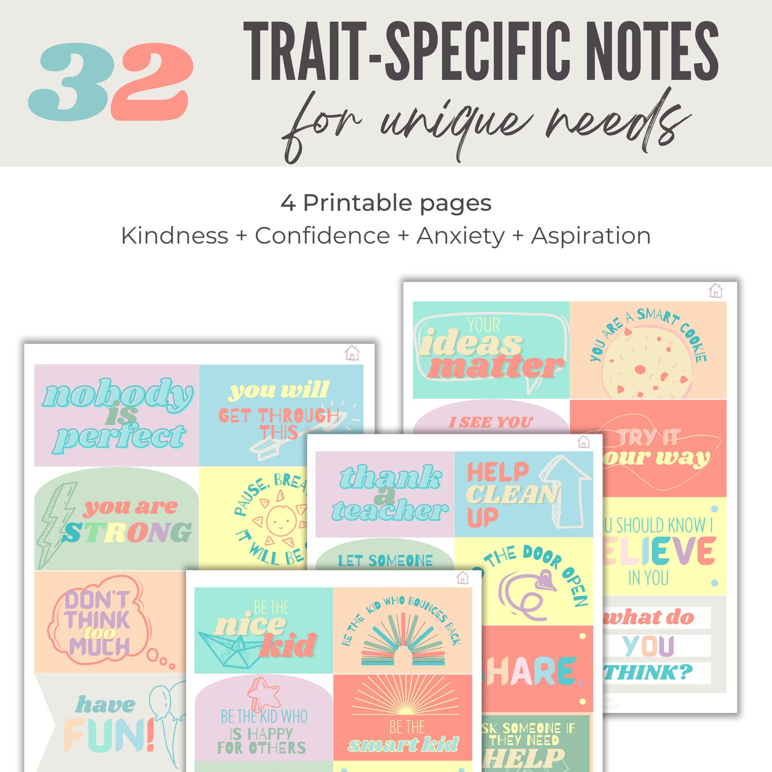 Printable Positive Affirmations Lunchbox Notes for Boys and Girls ...