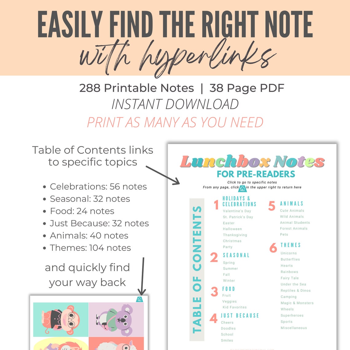 Printable Lunchbox Notes for Preschool and Kindergarten Boys and Girls ...