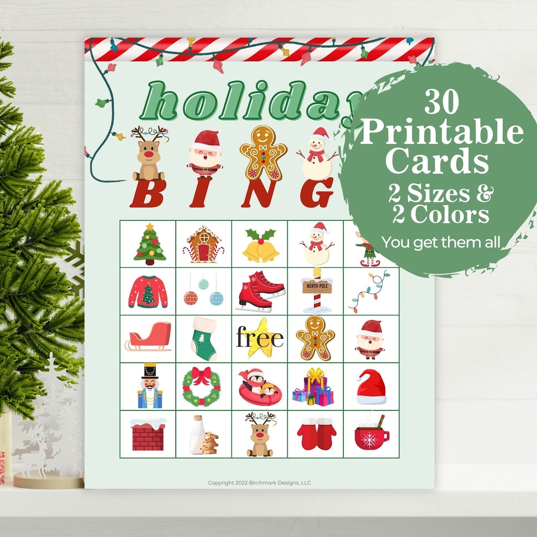 Printable Christmas Bingo for Kids, Game for School Holiday Party, 30 ...