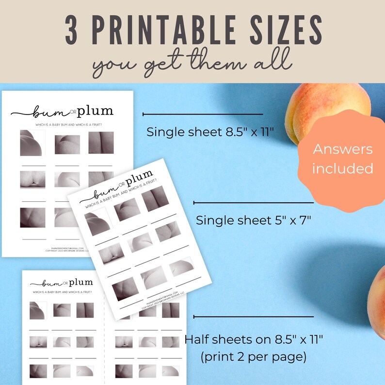 Printable Bum or Plum Shower Game Baby Sprinkle Activity - Etsy