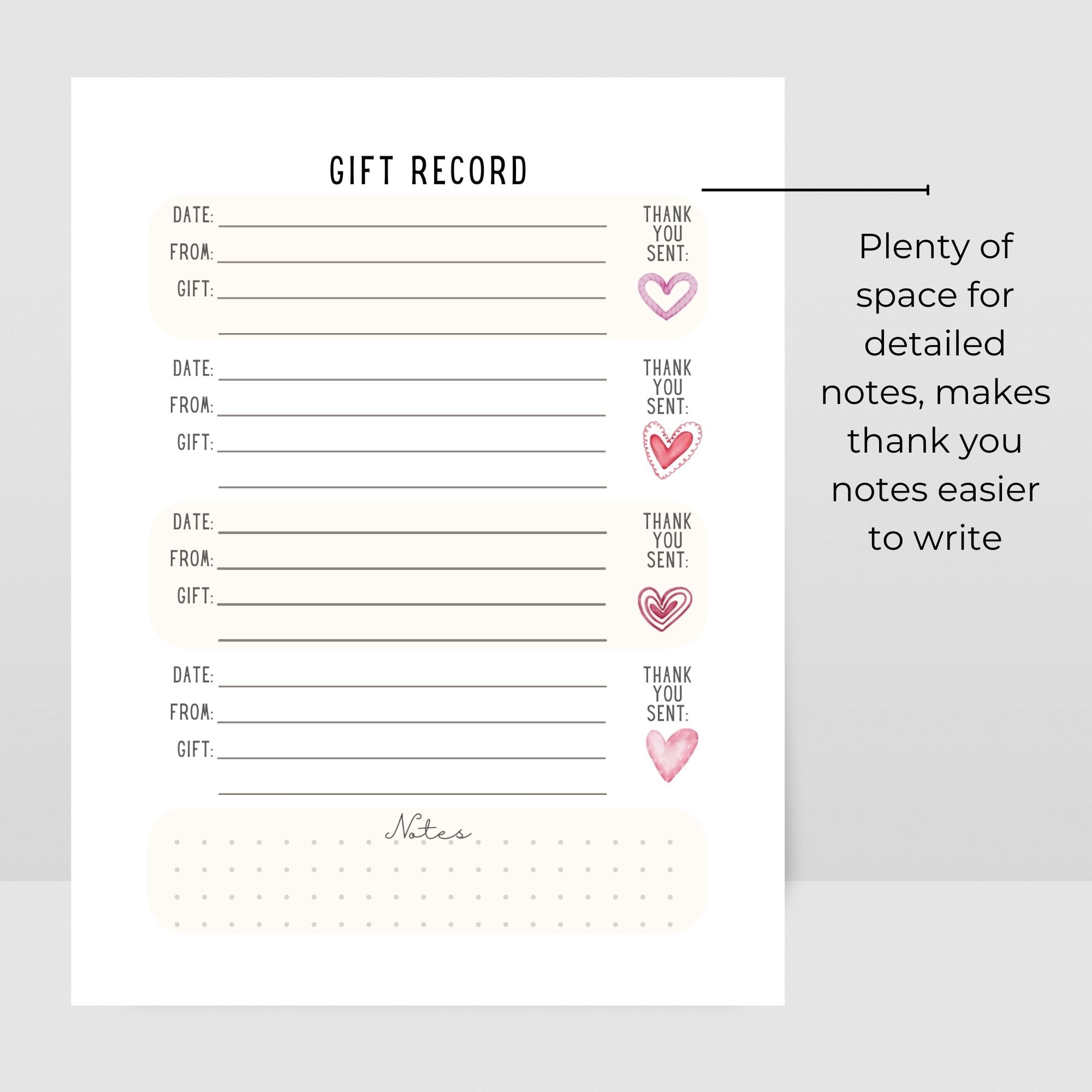 Baby Shower Gift Tracker, Printable Newborn Gift Log and Thank You ...
