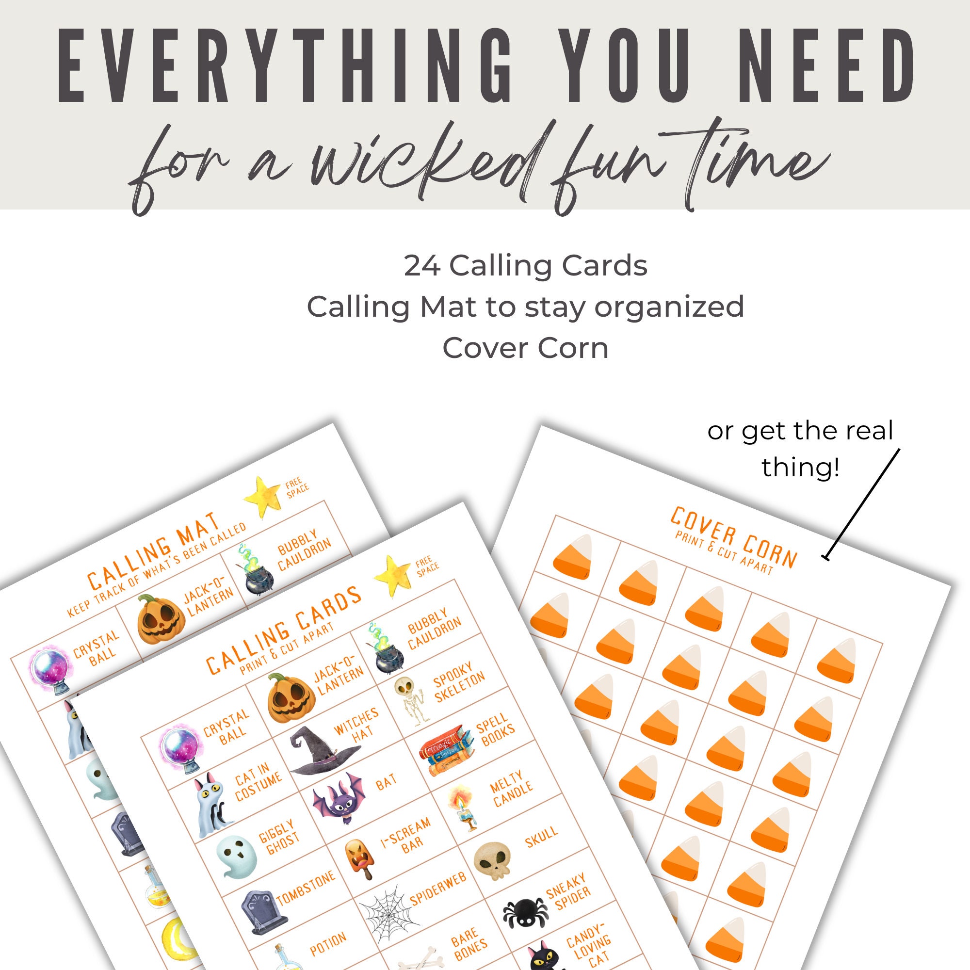 Printable Halloween Bingo for Kids, Game for School Harvest Party, 30 ...