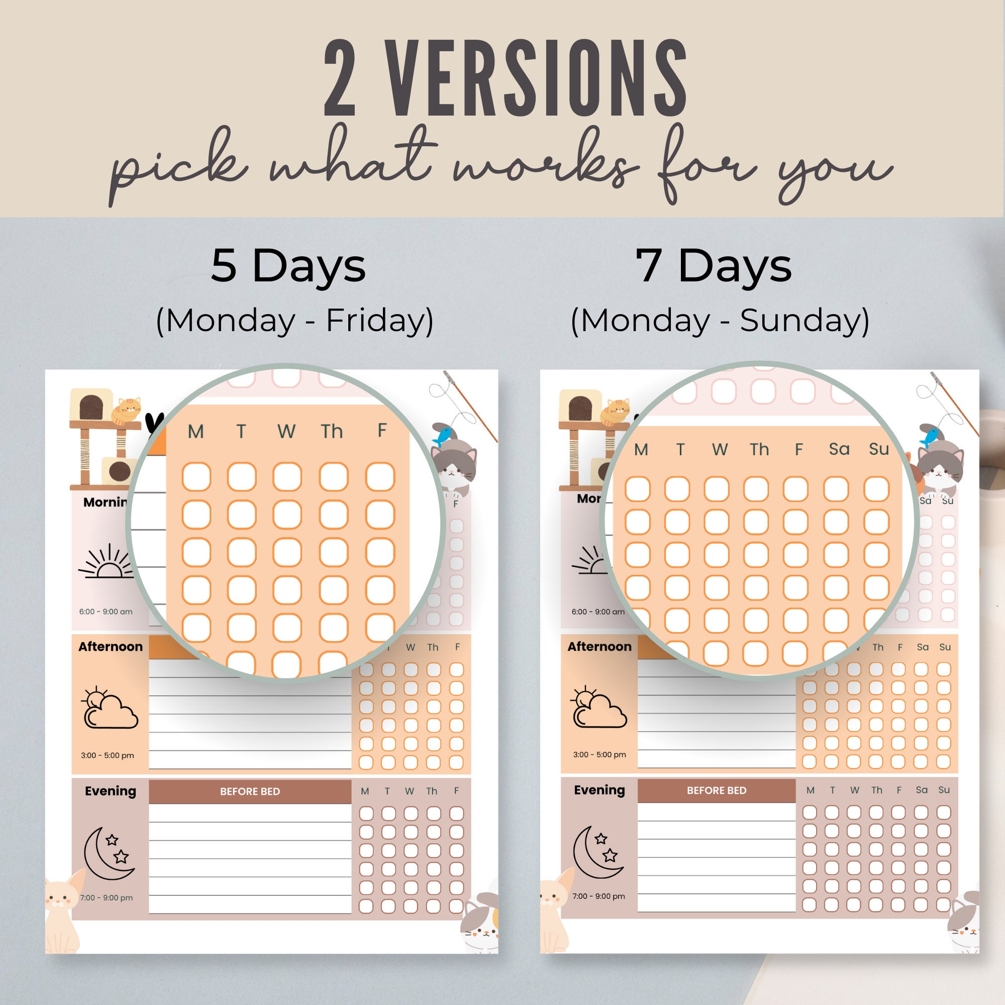 Cats Editable Kids Morning Routine Chart Kids Daily - Etsy