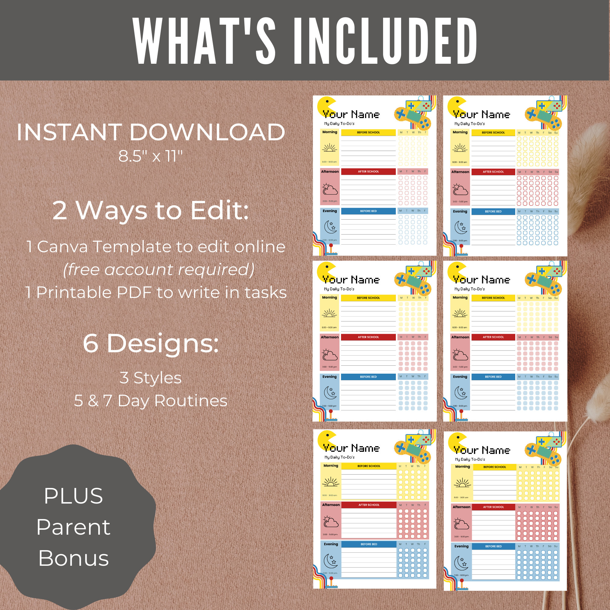 Gamer Editable Kids Morning Routine Chart Kids Daily - Etsy