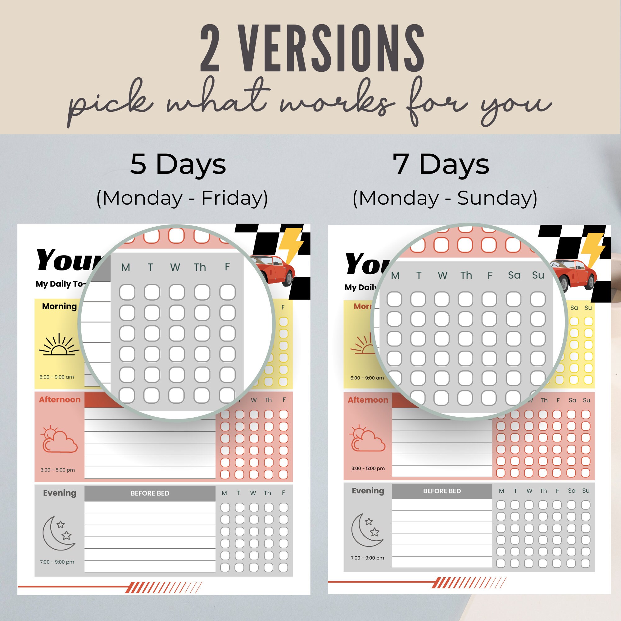 Race Car Editable Kids Morning Routine Chart Kids Daily - Etsy