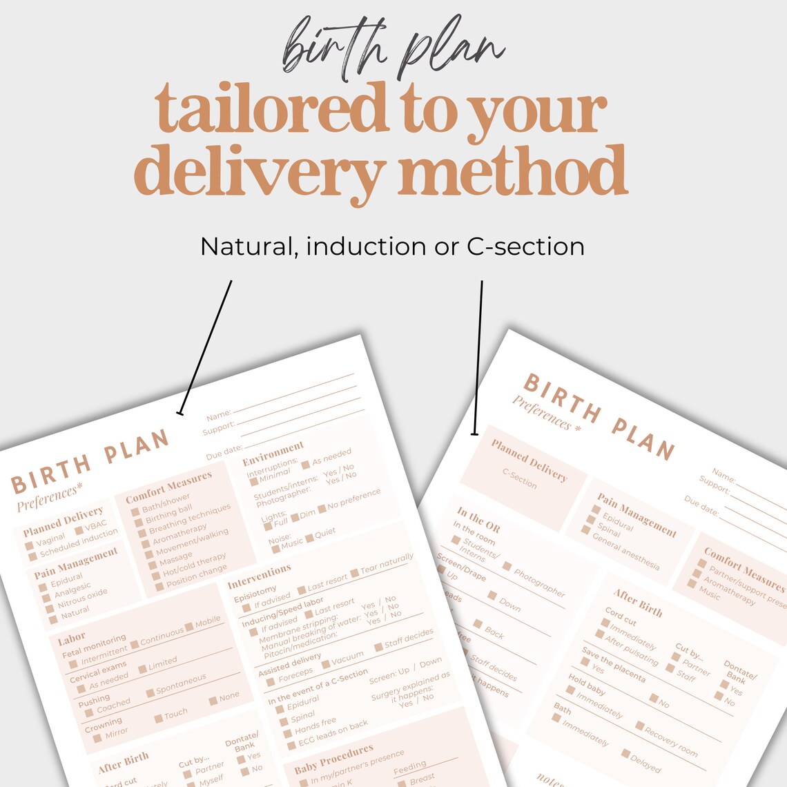 Medical Information Planner for Pregnant Moms, Printable Birth Plan for ...